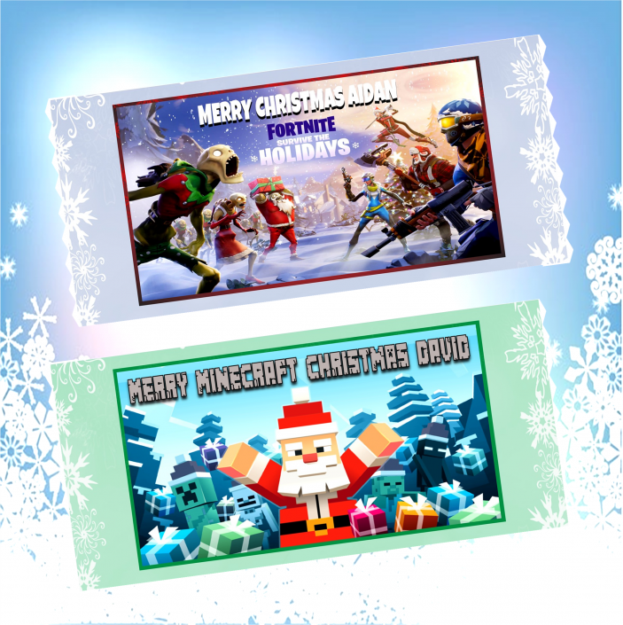 Personalised Gamer Chocolate Bars Fortnite Minecraft - Sixpenny Christmas