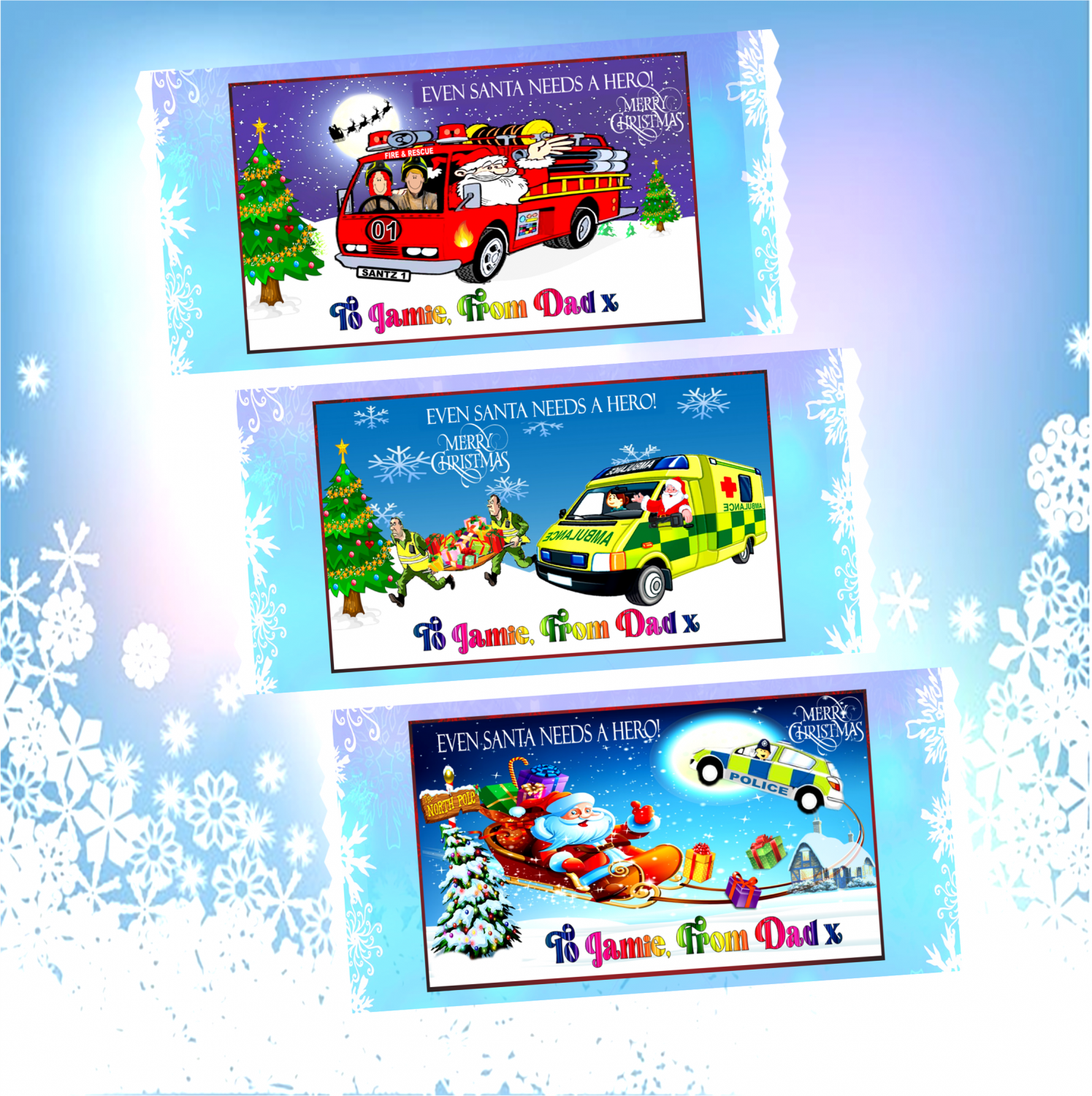 Emergency Services Fire Ambulance Police Personalised Chocolate Bars ...